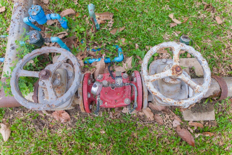 Old Value Pipe Line System in the Park Stock Image - Image of pump ...