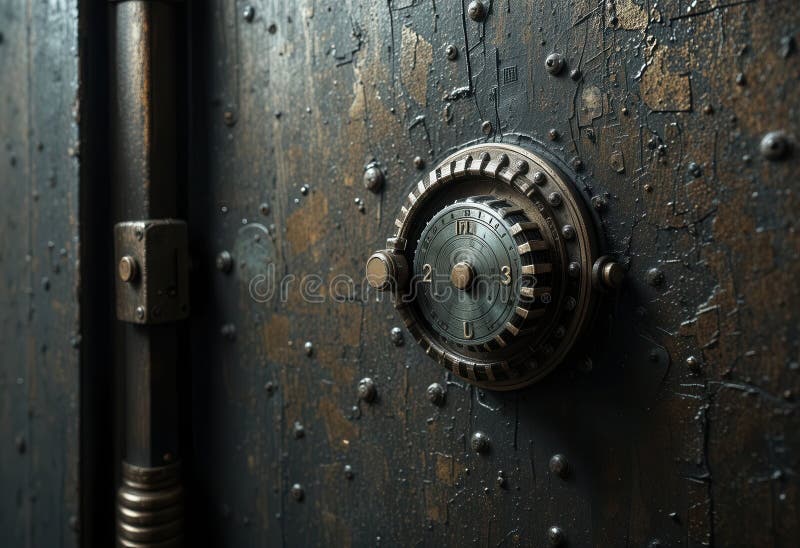 Old Vault Door with a Combination Lock at an Abandoned Location Stock ...