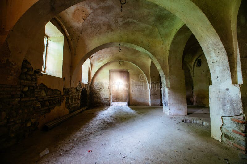 Old Vaulted Basement Under Abandoned Castle Stock Photo - Image of ...
