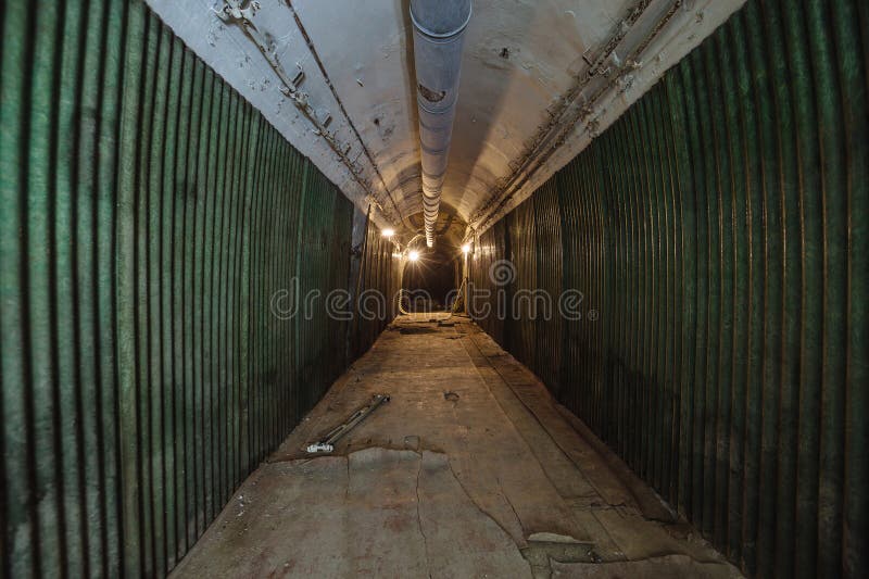 Old Vaulted Corridor of Soviet Bunker, Echo of Cold War Stock Image ...