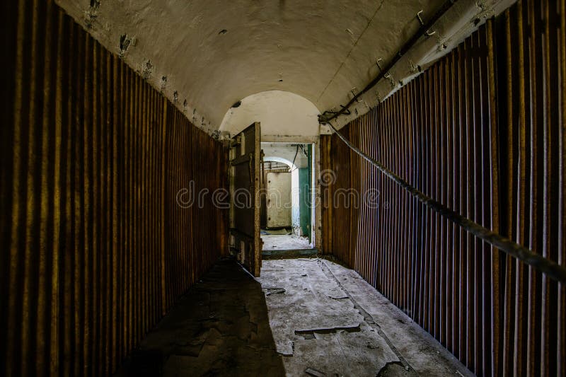 Old Vaulted Corridor of Soviet Bunker, Echo of Cold War Stock Image ...