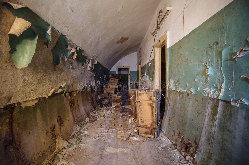 Old Vaulted Corridor of Soviet Bunker, Echo of Cold War Stock Image ...