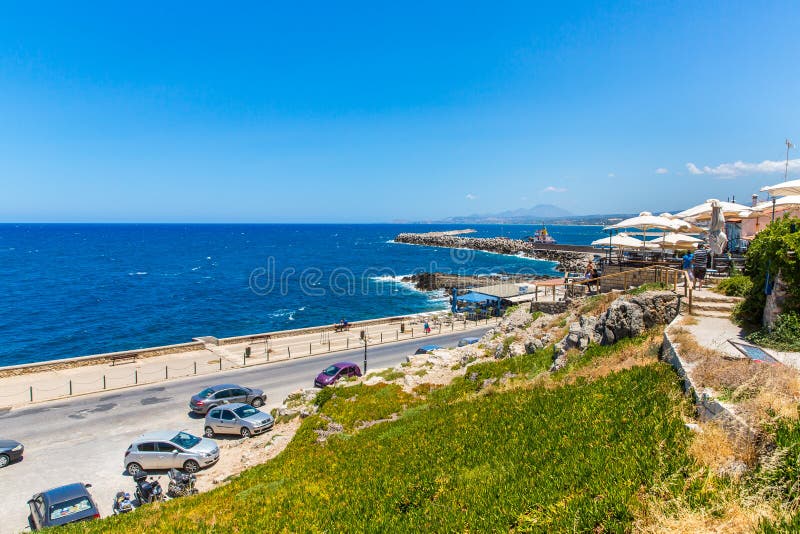 Old Venetian Harbor in Rethymno, Crete Editorial Stock Photo - Image of ...