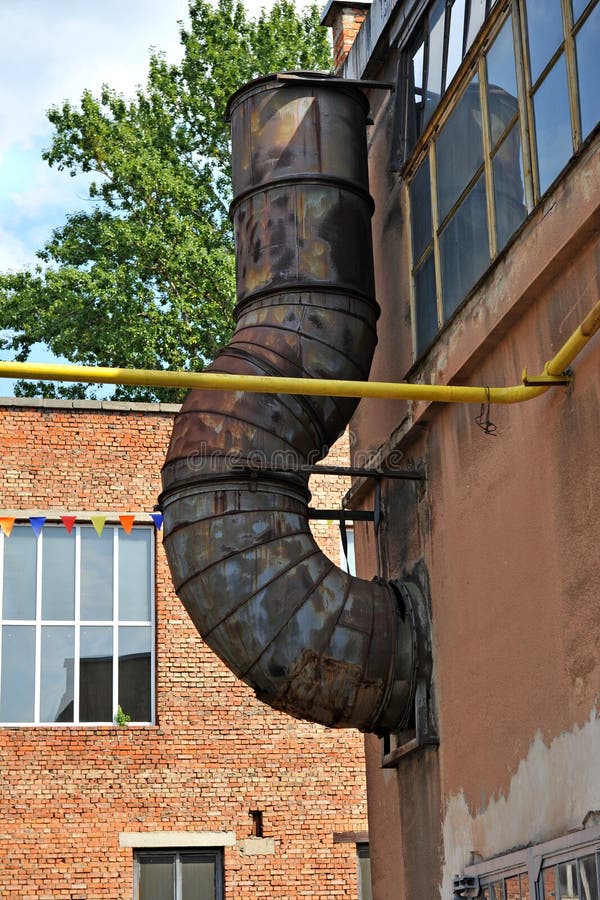 An Old Ventilation Pipe at the Plant Stock Image - Image of steel, iron ...