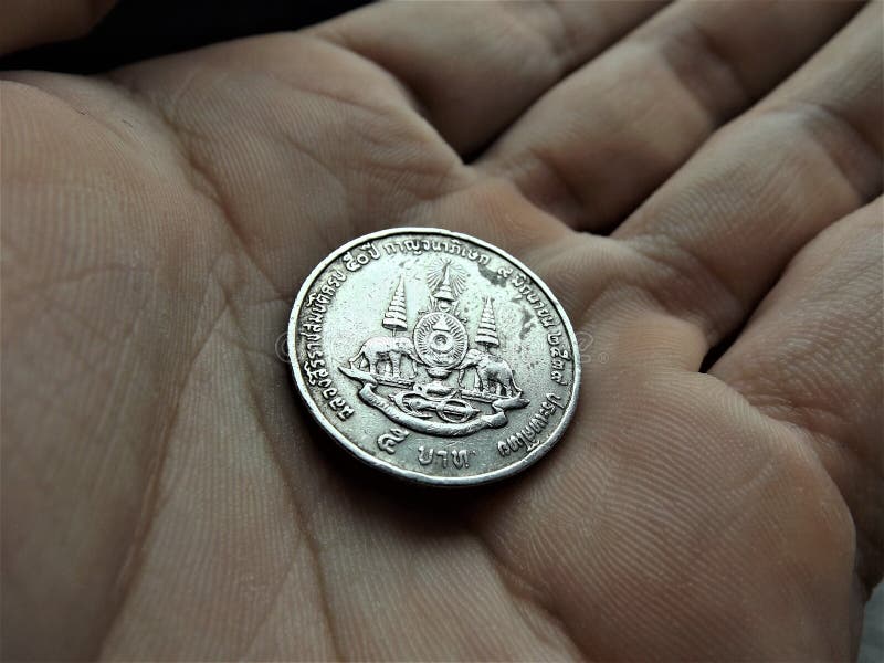 Old Version of a 5 Thai Bath Coin. Stock Photo - Image of finance ...