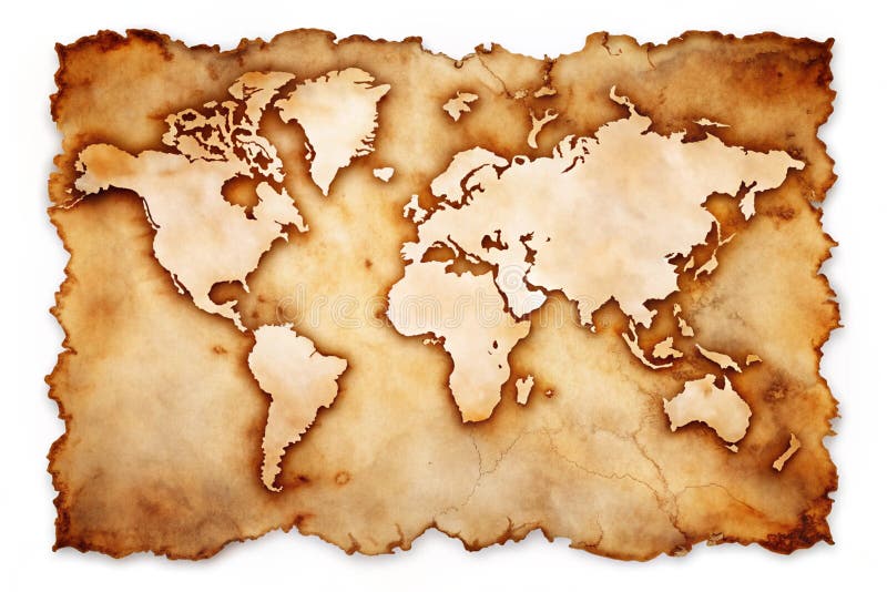 Old Vertical Paper or Map with Burnt and Curved Edges Isolated Stock ...