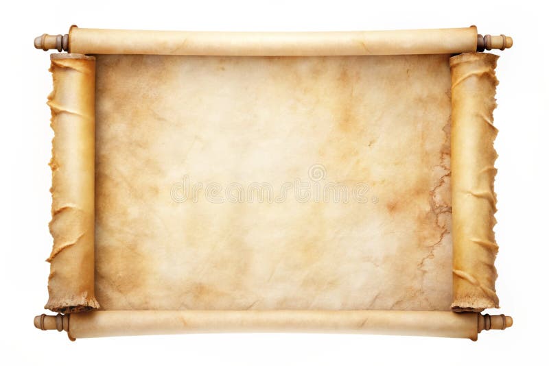 Old Vertical Paper Scroll or Parchment Isolated on White Stock ...