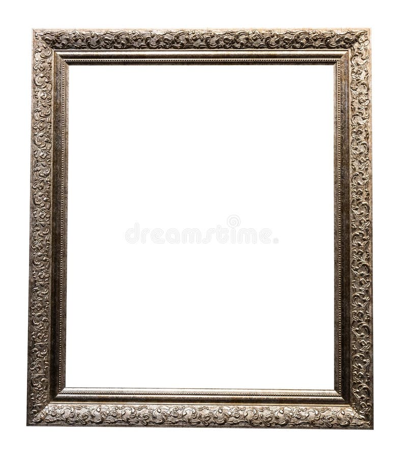 Retro Vertical Carved Gold Picture Frame Isolated Stock Image - Image ...