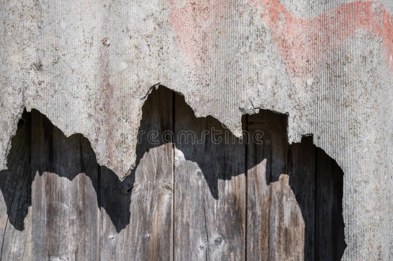 Old and Very Dangerous Asbestos Roof. Asbestos Dust in the Environment ...