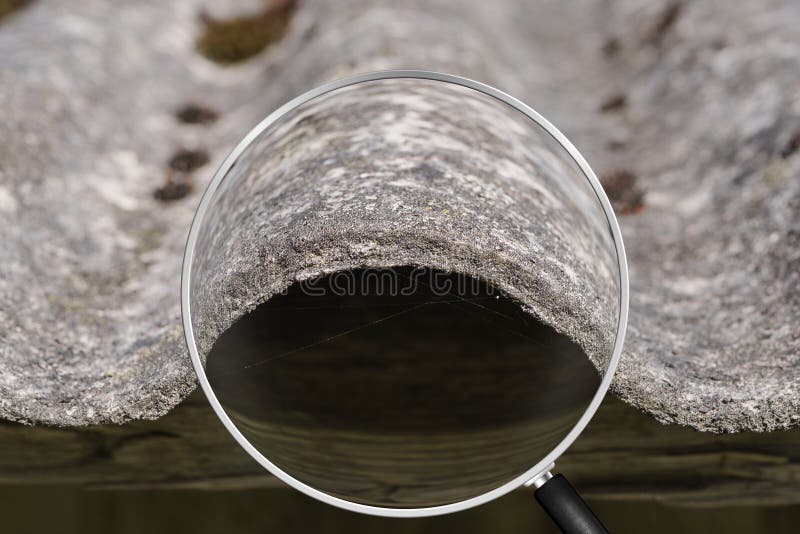 Old and Very Dangerous Asbestos Roof. Asbestos Dust in the Environment ...