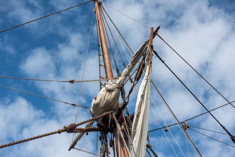 Old Vessel Sail Ship Detail Stock Image - Image of cable, texture: 60089613