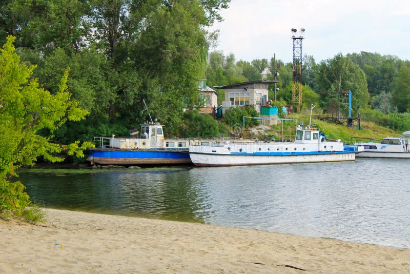 Old Vessels Moored in Harbor Stock Photo - Image of dnieper, dock ...