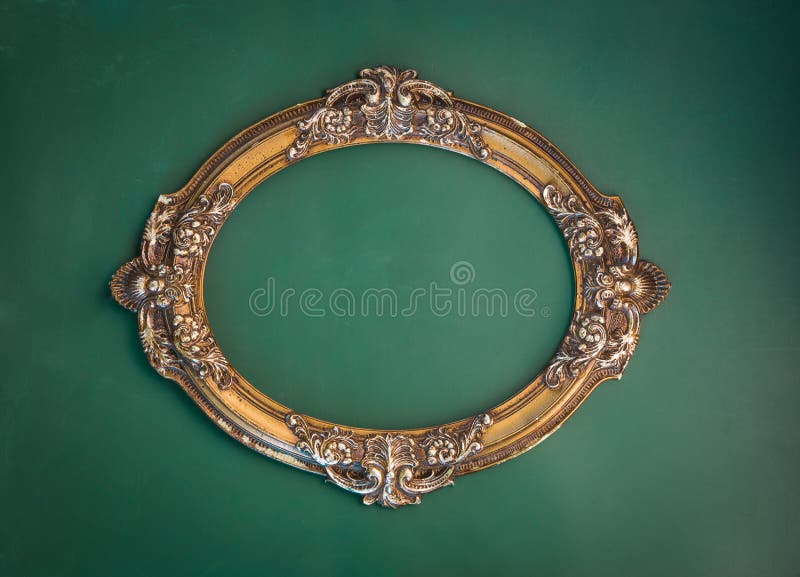 Old, Victorian, Gilded, Decorative Frame on a Green Wall, Baroque Stock ...
