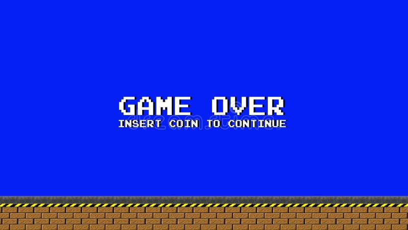Old Video Arcade Platform Game Over on a Blue Screen Stock Video ...