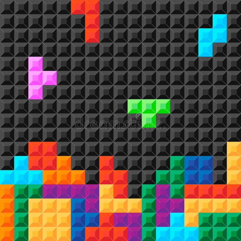 Old Video Game Square Template. Brick Pieces Game Background. Vector ...