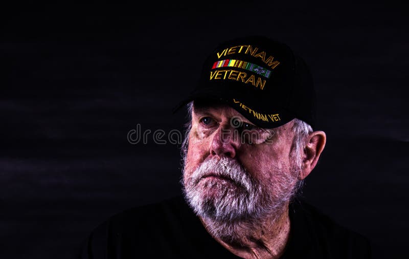 Angry Old Vietnam Vet in Front of American Flag Stock Photo - Image of ...