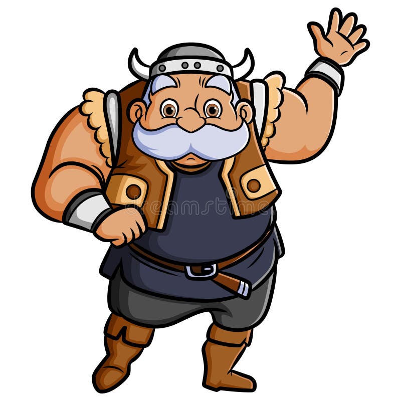 The Old Viking is Raising the Hand with the Happy Expression Stock ...