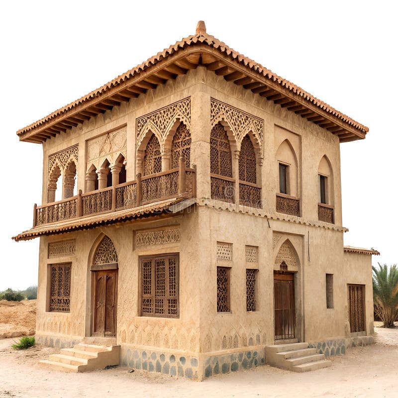 Iso Arab House Isolated on Sandy Stock Vector - Illustration of town ...