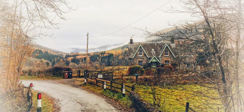 Old village cottage stock photo. Image of bridge, train - 206385474