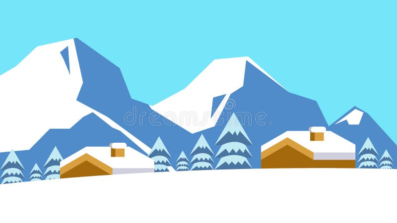 Old Village in the Mountains at Winter. Stock Vector - Illustration of ...