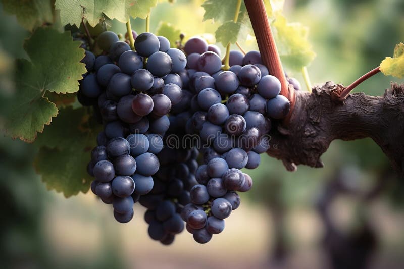 Old Vine with Red Wine Grapes. Created with Generative AI Stock Photo ...