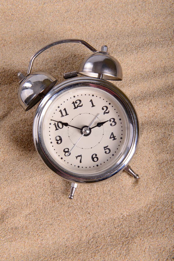 Old Vintage Alarm Clock on Sand Stock Photo - Image of tourism, fashion ...