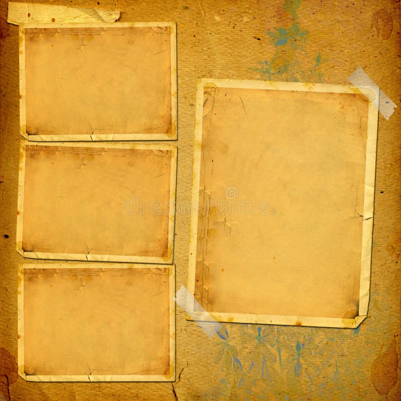 Old Vintage Album with Paper Frames for Photos Stock Illustration ...
