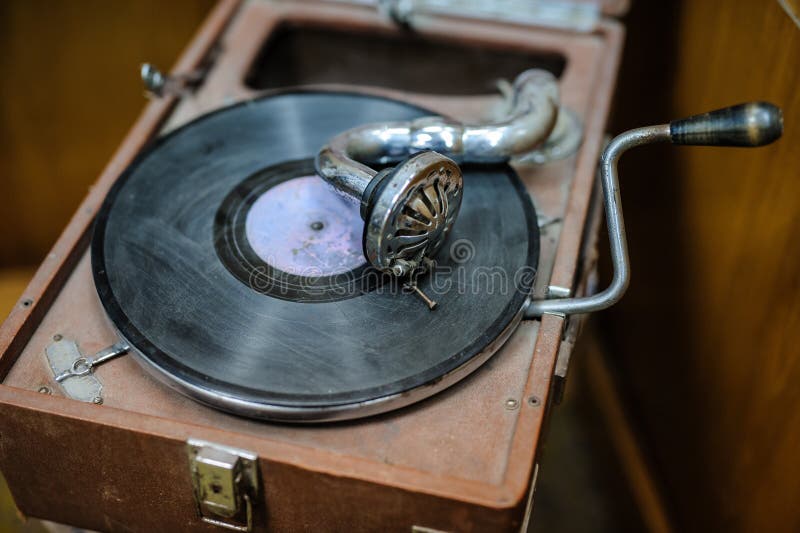 Old Vintage Antique Gramophone. Stock Photo - Image of patifon ...