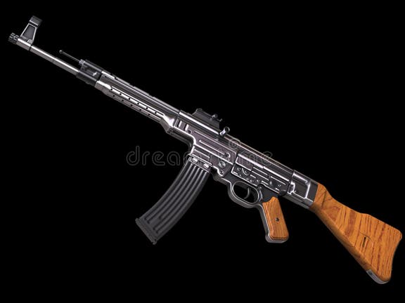 Old Vintage Assault Rifle Restored Stock Illustration - Illustration of ...