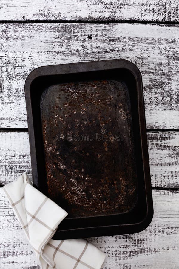 Old Vintage Baking Tins on Wooden Background Stock Photo - Image of ...