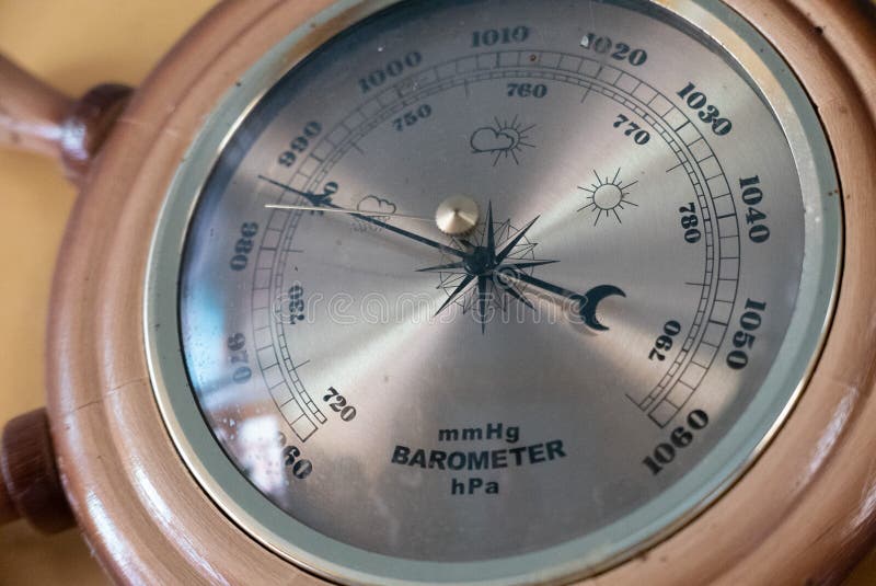Vintage Old Barometer, Pressure Gauges. Stock Image - Image of ...