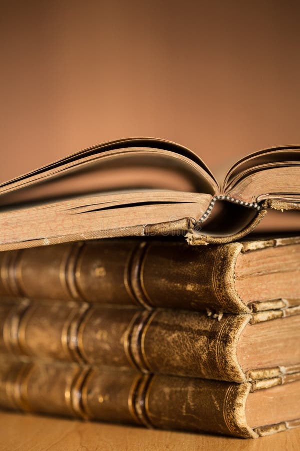 Old Vintage Books on the Table Cropped Stock Photo - Image of paper ...