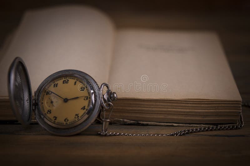 Old Vintage Books and a Watch Stock Image - Image of mechanic, luxury ...