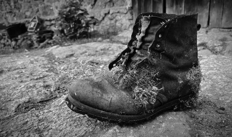 An Old Vintage Boot on Stone Stock Image - Image of century, dirty ...