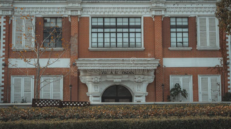 Old Vintage Brick Building in Luxury Style with Columns Stock Photo ...