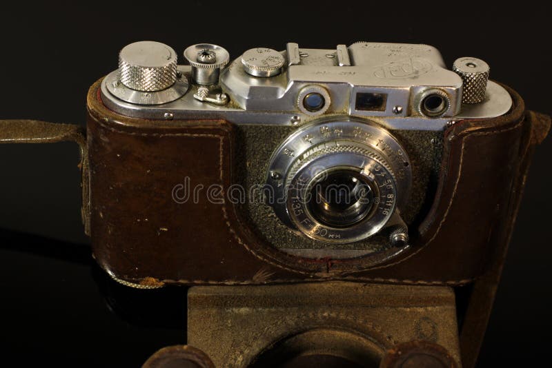 Vintage Camera in the Case on the Mirror Table Editorial Stock Photo ...