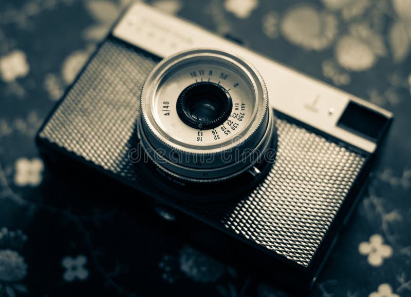 Old Vintage Camera on a Fabric Background Stock Image - Image of ...
