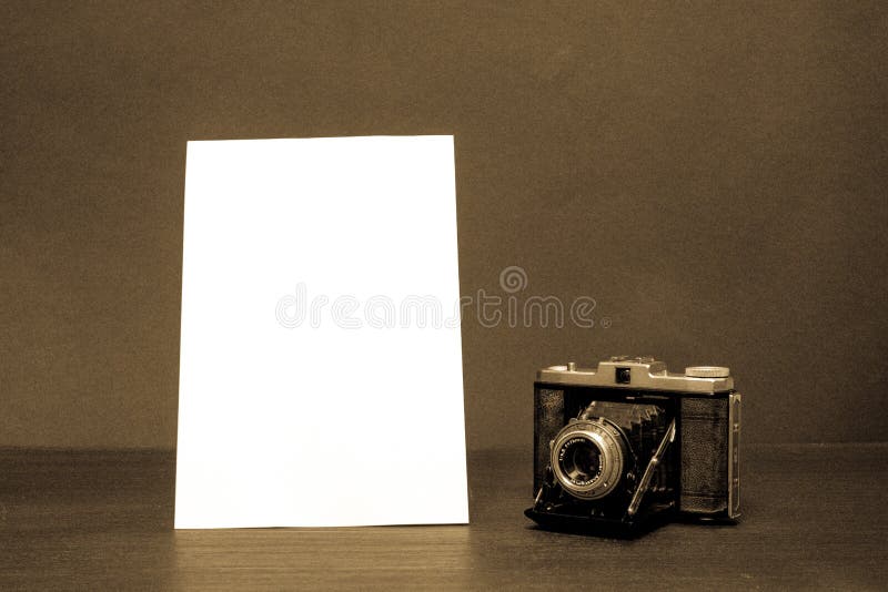 Old Vintage Camera with Frame To Insert Photos and Texts Stock Image ...