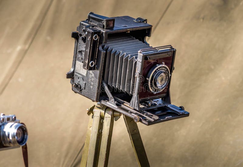 Old vintage camera stock image. Image of sunny, army - 254502203