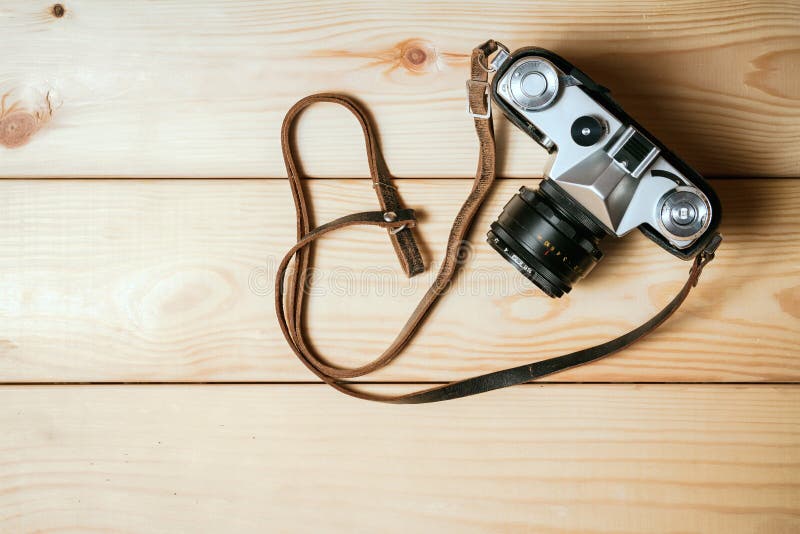 Old Vintage Camera on a Wooden Floor Stock Photo - Image of grunge ...