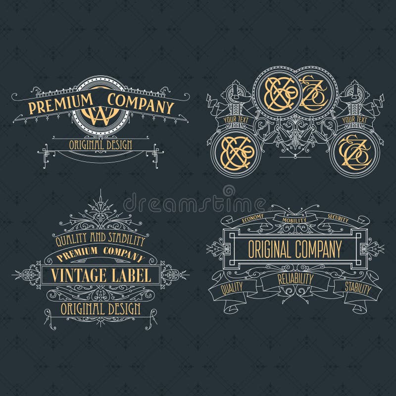 4 Old Vintage Card with Floral Ornament Stock Vector - Illustration of ...