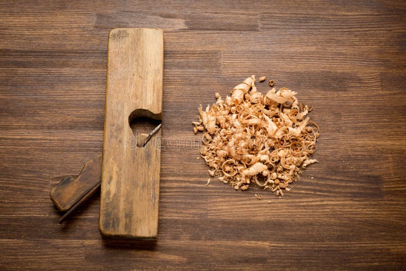 Old Vintage Carpenter Jointer Tool on Wooden Table Stock Photo - Image ...