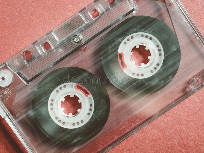 Old Vintage Cassette Tapes on Red Background Stock Photo - Image of ...
