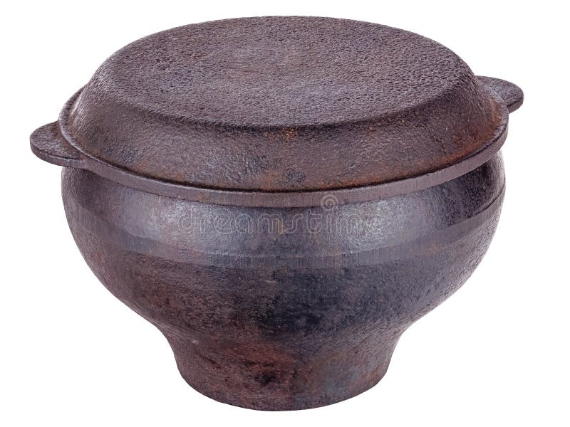 Old Vintage Cast Iron Pot Isolated on White Stock Photo - Image of ...