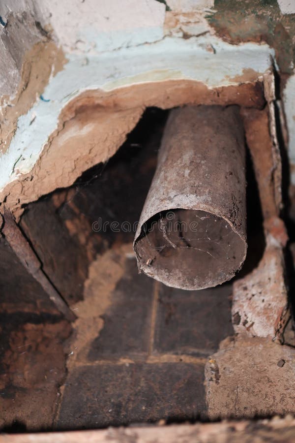 Old Vintage Chimney Pipe in the Ruined House Stock Image - Image of ...
