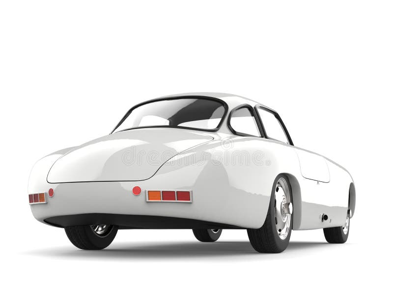 Old Vintage Clear White Sports Car - Back View Stock Illustration ...
