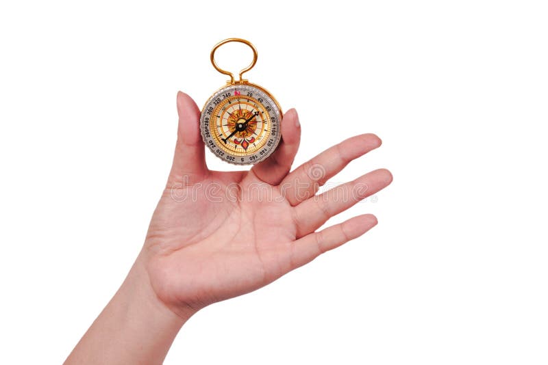 Old Vintage Compass in Hand for Travel Stock Photo - Image of north ...