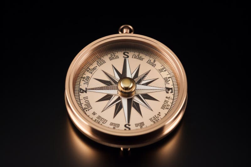Old Vintage Compass Isolated on Dark Background Stock Image - Image of ...