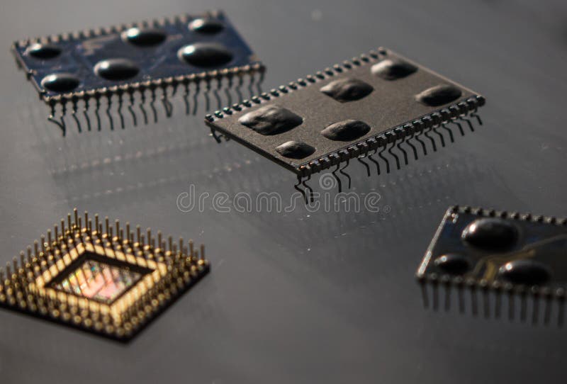 The Old and Vintage Computer Chip , Close Up Stock Photo - Image of ...