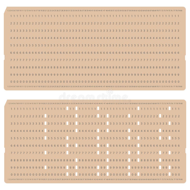 Old Vintage Computer Data Storage. Paper Punched Card Isolated on White ...